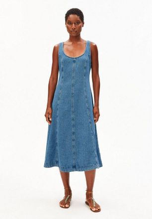 Armedangels Jeanskleid DENIM Jeanskleid aus Bio-Baumwoll Mix Tiefer Rundhalsausschnitt