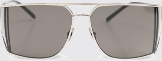 Saint Laurent Shield-Sonnenbrille von aus Metall mit Doppelsteg und Rauchglas-Gl&auml;sern