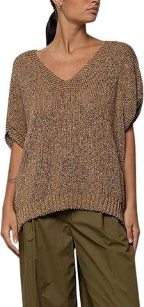 Kaos Kaos, Femme, Pulls, Beige, Taille: 40 FR Tricots en maille col en V
