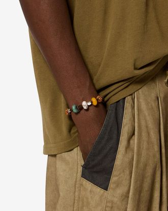 Isabel Marant Bracelet Willow En Cuir Velours - Homme - Caf&eacute; / Argent&eacute; - Taillet2 - Isabel Marant