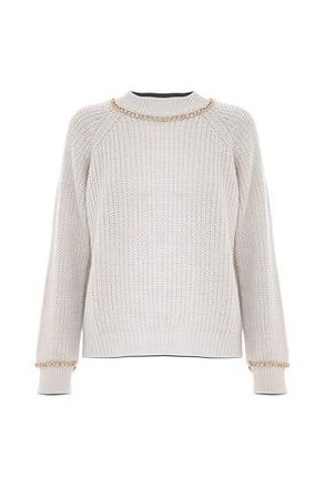 Kocca A25PMA7470ABUN0000 T-shirt &agrave; manches longues pour femme avec cha&icirc;ne dor&eacute;e, cr&egrave;me, XL