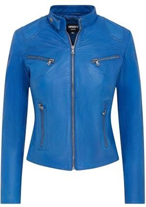 Infinity Leather Veste de Motard Classique en Cuir V&eacute;ritable Pour Femme, Coupe Slim