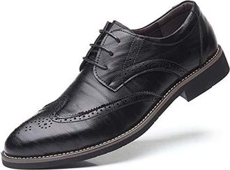 Dadawen Chaussure Homme Cuir,Chaussure Derbys Homme Ville Habillées Formelles Affaires à Lacets Oxford Brogue pour Costume Mariage Noir 42