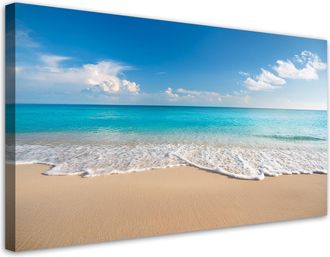 Feeby Bilder - Foto Geschenk - Blauer Strand Meereslandschaft - 120x60 1tlg - Leinwandbilder Wohnzimmer - Wandbild &uuml;ber dem Bett - Bild Schlafzimmer - Aesth