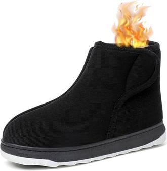 Generic Bottine Chaude Femme Hommes Doubl&eacute;es Bottes de Neige Chaussures &agrave; Enfiler Chaussons Fermeture R&eacute;glable Bottes de Antid&eacute;rapantes pour lhiver Women Blac