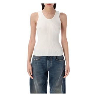 Balenciaga Wei&szlig;e Rippstrick Tank Top - - Tops - Damen - Wei&szlig; - S
