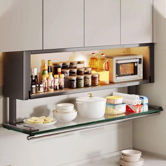 Generic Metallschrank Küchenhängeschränke Aus Kohlenstoffstahl Gefertigt Schranktür Mit Klappmechanismus Oder Magnetverschluss for Esszimmer, Badezimmer, Wohn