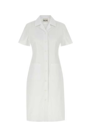 Miu Miu Poplin Shirt Dress - White
