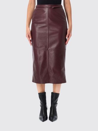 Alberta Ferretti Jupe crayon midi coupe slim en cuir de mouton taille haute