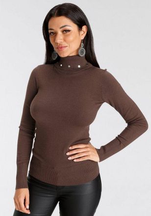 Melrose Rollkragenpullover mit Ziernieten in enger Passform