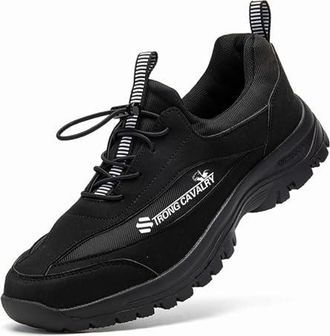 Generic Chaussures de sécurité blanches chaudes dhiver pour homme, antidérapantes, antidérapantes pour chaussures noires élégantes, Noir, 47 EU