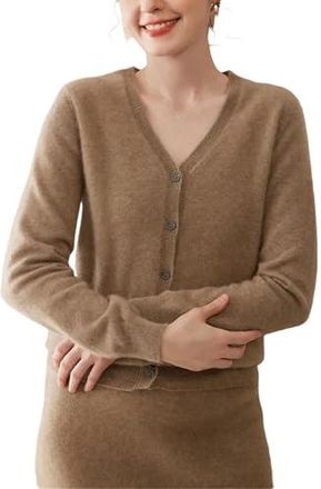 Generic Pull en cachemire doux &agrave; col en V pour femme - Cardigan en tricot - 100 % cachemire, Cachemire violet, Taille S