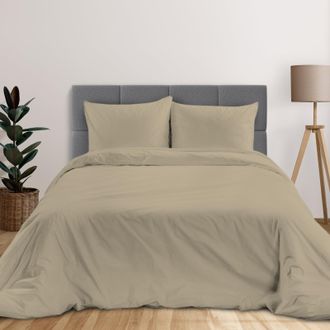 Pizuna Bettbezug 155x220 cm Baumwolle Einfach Taupe, Atmungsaktiv 100% langstaplige Baumwolle in Perkalbindung Bettbezug Set mit verdecktem Knopfverschluss u