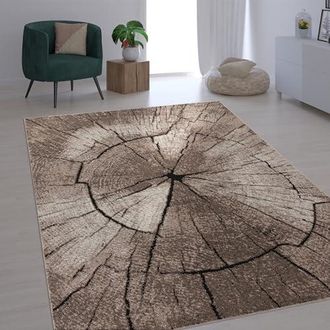Paco Home Tapis Design &Eacute;l&eacute;gant Salon Tronc darbre Effet DOptique Nature Gris Brun Beige, Dimension:200x290 cm