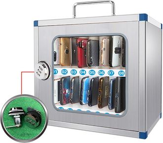 Generic Handy-Schlie&szlig;fach aus Edelstahl, Handyhalterung f&uuml;r Klassenzimmer, mit Zahlenschloss, 6/16/24 F&auml;cher, f&uuml;r Krankenh&auml;user, B&uuml;ros und Labore(Silver,Mediu