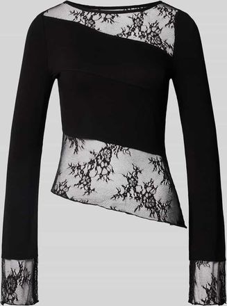 Noisy May Langarmshirt mit asymmetrischem Spitzenbesatz