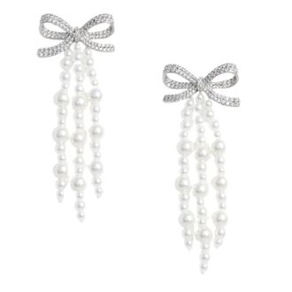 Self Portrait Femme, Accessoires, Gris, Taille: ONE Size Boucles dOreilles Grappe Cristal et Perle