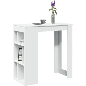 vidaXL Vidaxl - Table de bar blanc en bois ding&eacute;nierie - 6 compartiments de rangement - Dimensions 102x50x103,5 cm - Capacit&eacute; 70 kg