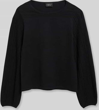 s.Oliver Black Label Regular Fit Strickpullover aus Viskose-Mix mit plissierten Ballon&auml;rmeln