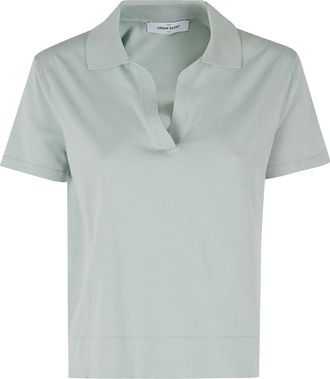 Gran Sasso Femme, Pulls, Vert, Taille: 40 FR Polo en maille &agrave; manches courtes