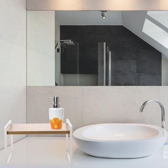 FOMIYES Eisen Lagerregal Kleinigkeitenregal mit Holzplatte Desktop Organizer B&uuml;romaterial Aufbewahrung Einlagig Wei&szlig; B&uuml;ro und Wohnraumnutzung