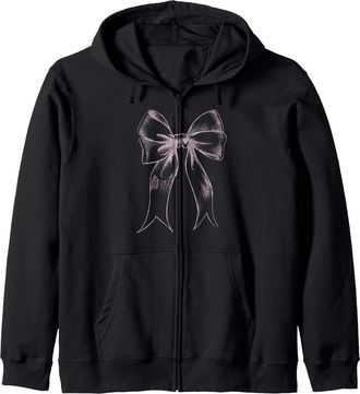 Trendy Apparel Distressed Faded Centered Pink Bow Ribbon Kapuzenjacke