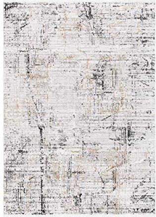 Safavieh Zeitgenössische Teppich für Wohnzimmer, Esszimmer, Schlafzimmer - Shivan Collection, Kurzer Flor, Grau und Gold, 91 X 152 cm