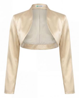 Bolerose formal Satin Langen &Auml;rmel Bolero (Champagner, 3XL)