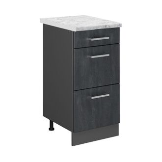 Vicco Meuble cuisine R-Line, B&eacute;ton noir, 40cm pt Marbre