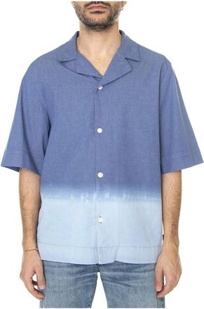 Edwin Homme, Chemises, Bleu, Taille: S Camicia Maniche Corte