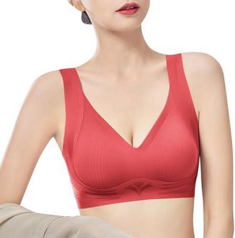 Generic Soutien-gorge 2026 pour femme sans couture avec armatures et bonnets complets confortables, Rouge, 3XL