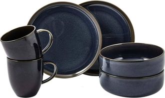 like. by Villeroy & Boch Crafted Denim Frühstücks-Set, 6 tlg., für 2 Personen, blau