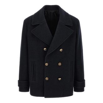 Balmain Caban en laine - Homme - Manteaux - Bleu - Taille: XL