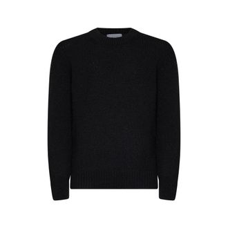D4.0 Rundhals-Pullover mit Rippstrick - - Knitwear - Herren - Schwarzk - XL