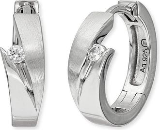 Engelsrufer Damen Creole Jana aus Sterling Silber - besetzt mit 2 Zirkonia Steinen - Clipverschluss - nickelfrei - 16mm