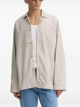 Nanushka chemise rayée à logo brodé - Tons neutres