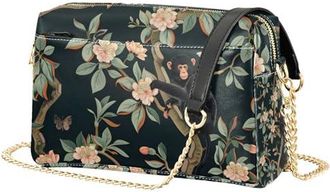 Mnsruu Sacs à bandoulière en cuir pour femme, sac à main à bandoulière motif floral vert