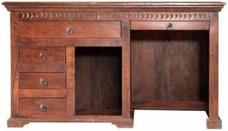 Massivmoebel24 Schreibtisch Akazie 140x64x80 nougat lackiert oxford 511