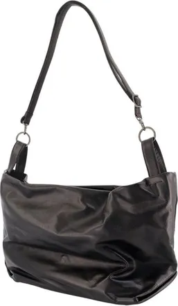 Yohji Yamamoto Unisex Tulip L Shoulder Bag - Yohji Yamamoto Leather Black Cowhide Shoulder-Hobo-Bags
