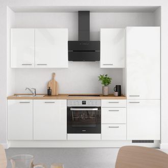 Nobilia home24 Küchenzeile High-Line Kombi B 270cm Ausrichtung rechts Weiß/Hochglanz Weiß ohne Elektrogeräte