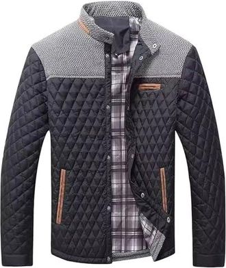 Generic Vestes chaudes pour homme - Veste matelass&eacute;e &eacute;paisse et coupe-vent - Style punk - Style d&eacute;contract&eacute; - Style &eacute;cossais r&eacute;versible, Noir, XXL