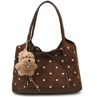 Generic Sac &agrave; main &agrave; bandouli&egrave;re simple en daim synth&eacute;tique imprim&eacute; &agrave; pois pour femme et fille, sac &agrave; bandouli&egrave;re tendance pour voyage, shopping, travail, usa