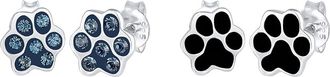 Elli Ohrringe Damen Ohrstecker Pfoten Hund Katze mit Kristallen in 925 Sterling Silber & Ohrringe Damen Ohrstecker Pfoten Tier Hund Katze Filigran mit Emai