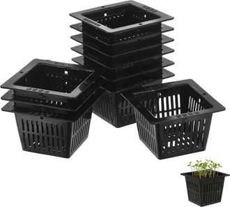 DOITOOL Doitool Quadratischer Pflanzkorb 10 St&uuml;Ck 5.70X5.70X3.70Cm Netztopf F&uuml;R Hydrokultur Und Aquaponik Pflanzen Wurzelbel&uuml;Ftung Mit Griff F&uuml;R Garten Gew&auml;Ch