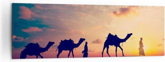 Arttor Panorama Bilder auf Leinwand 160x50cm Leinwandbild Kamel Wohnwagen Groß XXL Wanddeko Bild Schlafzimmer Küche Wandbilder Dekoration Wohnzimmer Wall Dec