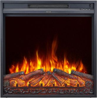 Chemin'Arte Elektrokamin mit heizung - Einbaukamin - Kamin Elektrisch - Deko Kamin mit Realistischer Flammeneffekt LED - Elektrische Heizung 2000W - 71 x 15 x 74 