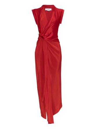 Victoria Beckham robe longue &agrave; d&eacute;tail nou&eacute; - Rouge