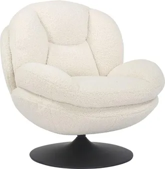 M&S Collection M&s - Fauteuil cosy pivotant 81x84x 84cm en tissu bouclette blanc - oryo