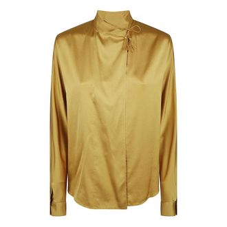 Forte_Forte Kimono-Hemd aus schwerem Stretch-Seidensatin - - Blouses & Shirts - Damen - Gelb - M
