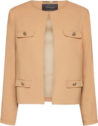 Elena Miro Femme, Vestes, Beige, Taille: 54 FR Veste Courte Col Rond